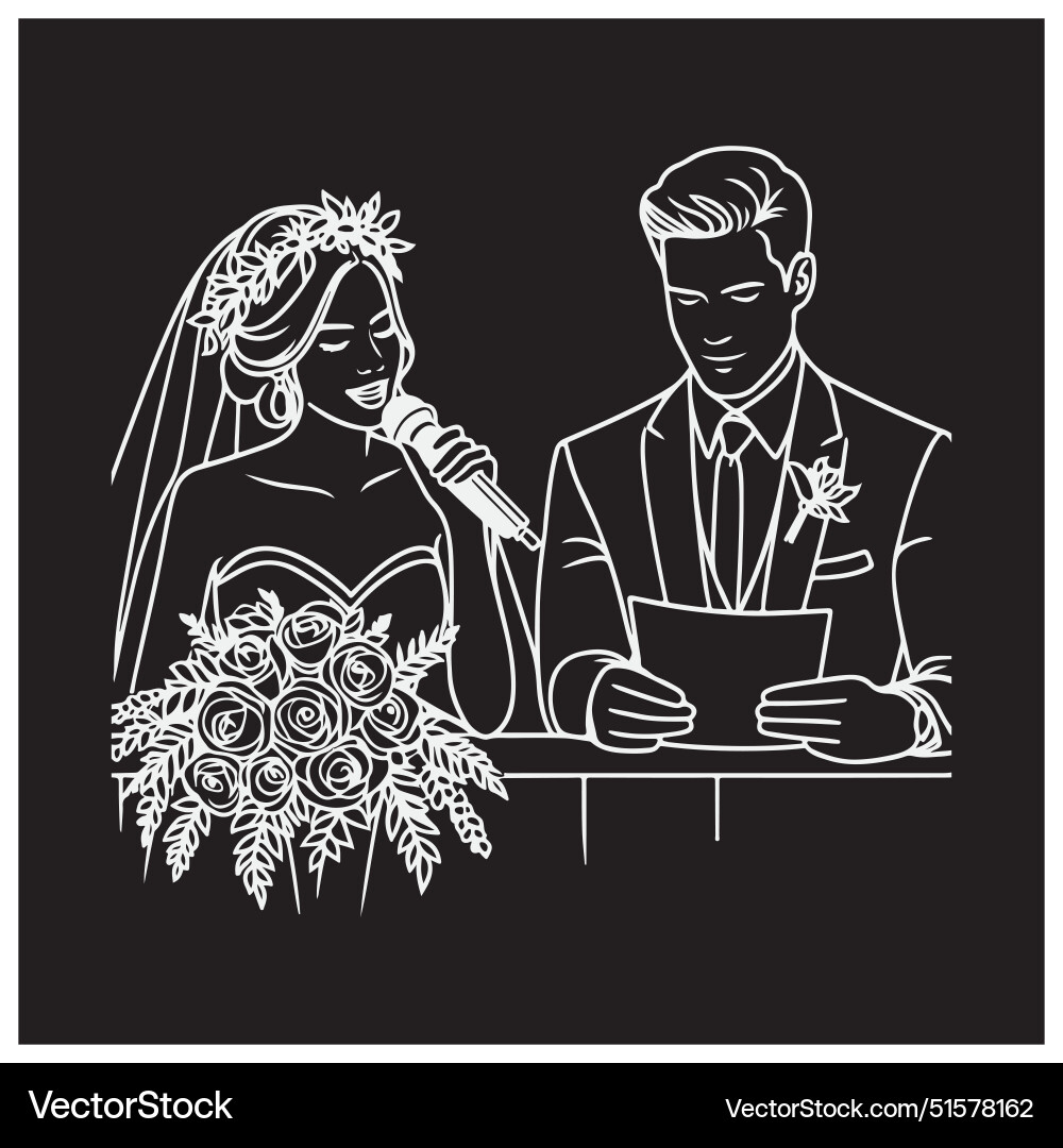 One continuous drawn line wedding from Royalty Free Vector