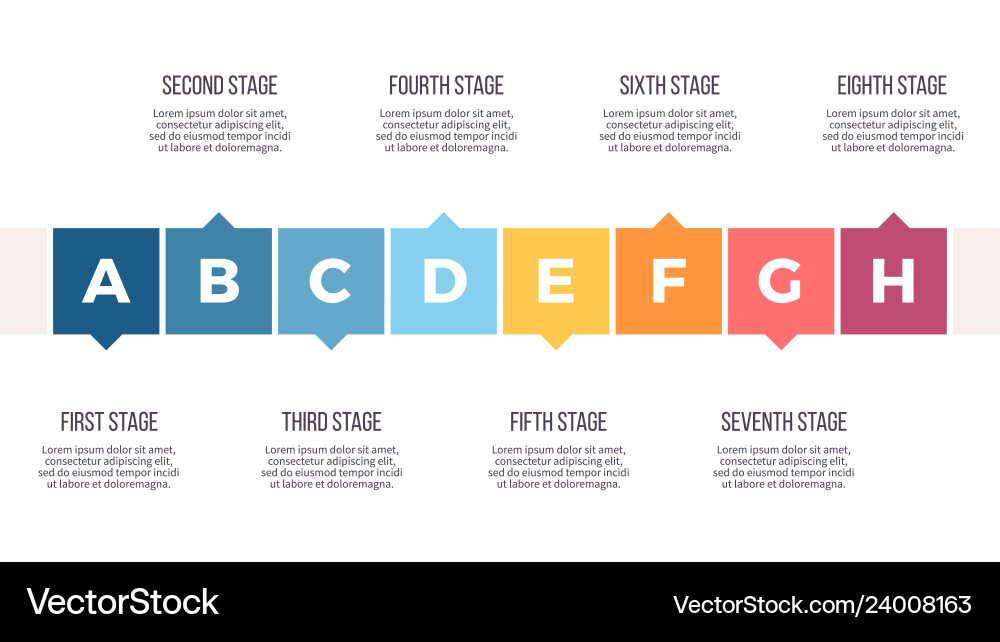 Business infographics timeline with 8 steps Vector Image