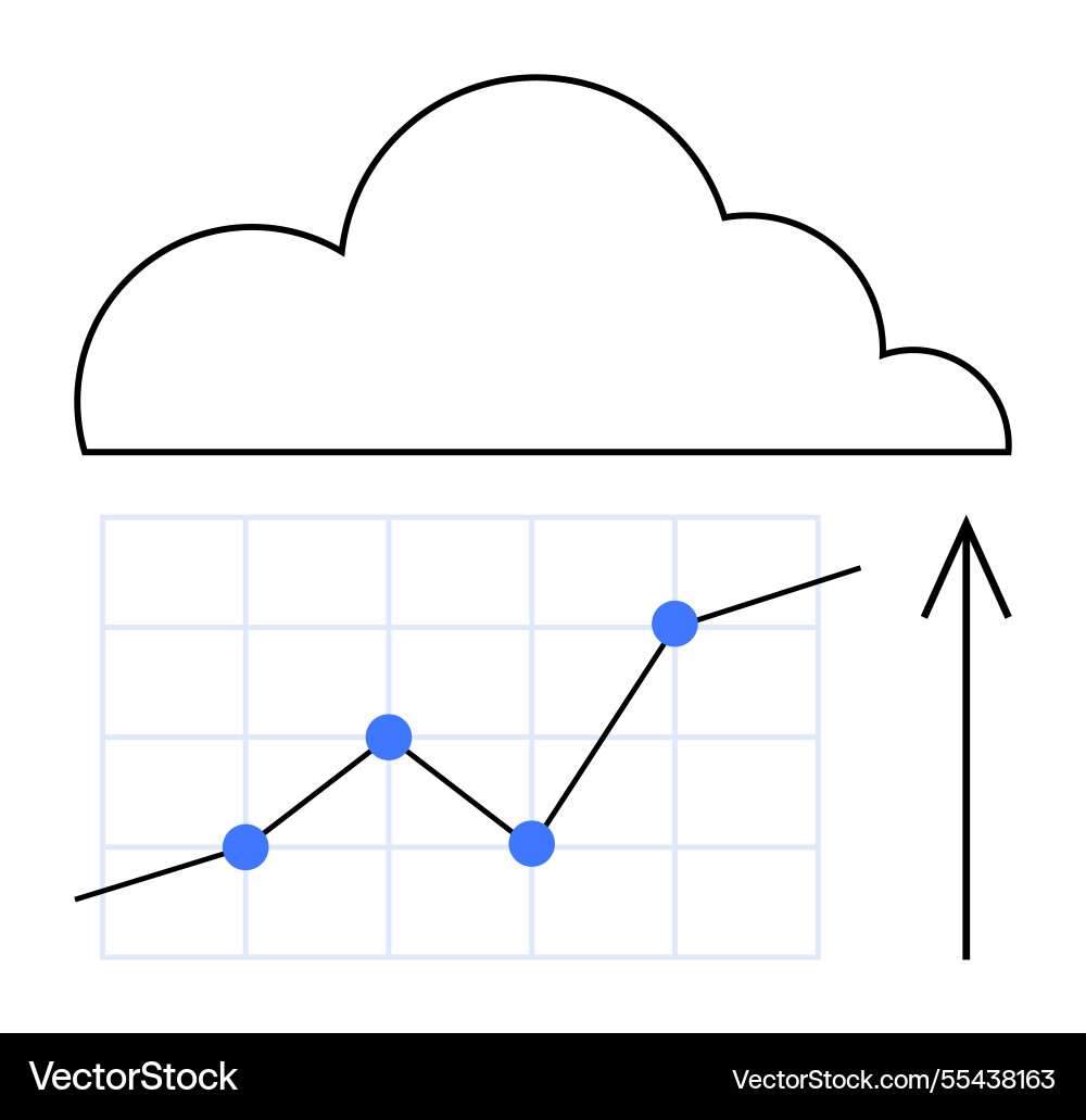Cloud connection and growth chart with upward Vector Image