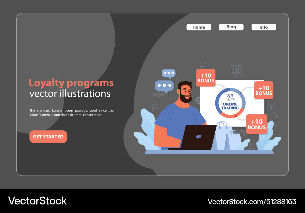 Confident man engaging with online loyalty Vector Image