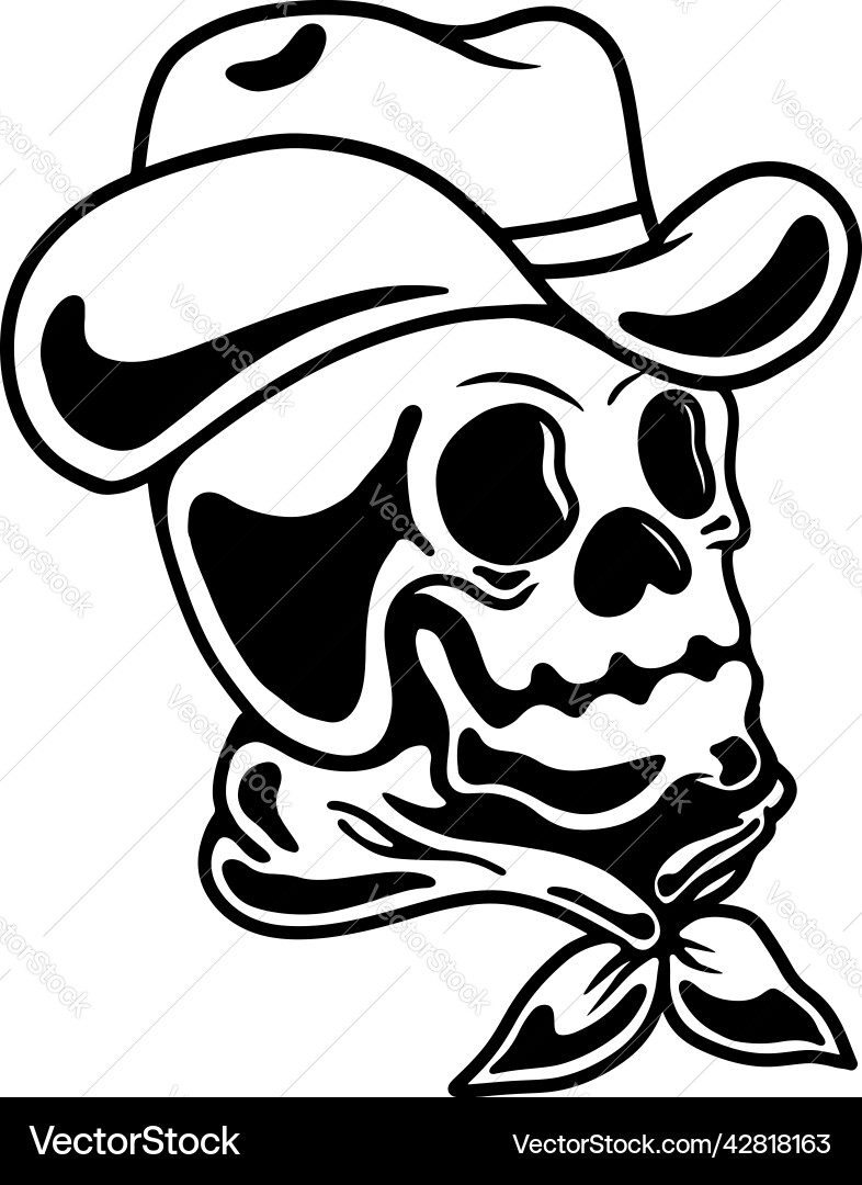 Cowboy skull design element for poster card Vector Image