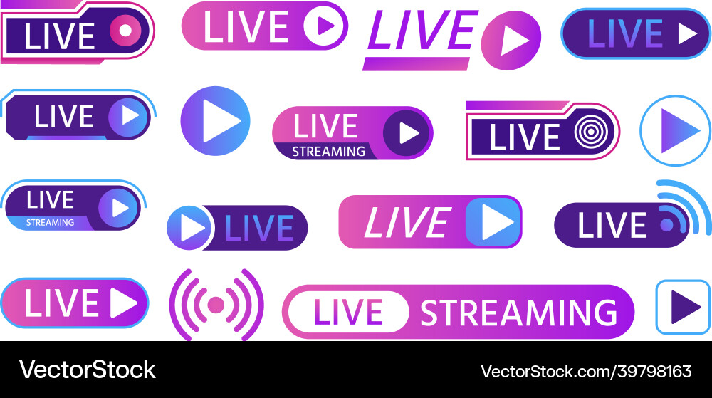 Live Streaming Icons - Broadcast & Gaming Vector Image