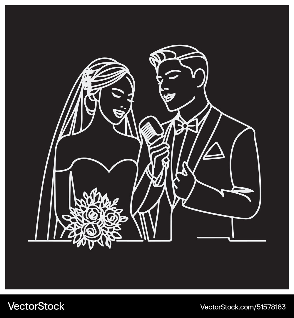 One continuous drawn line wedding from Royalty Free Vector