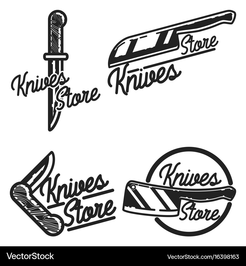 Vintage knives store emblems Royalty Free Vector Image