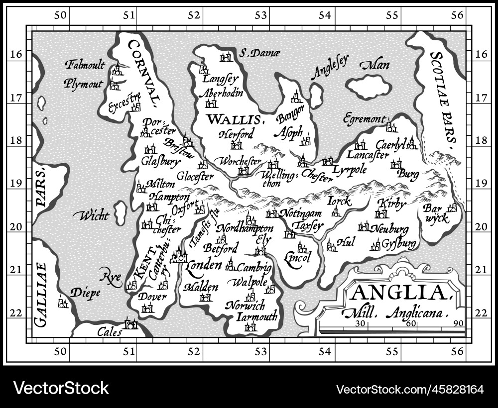 Ancient map of england Royalty Free Vector Image