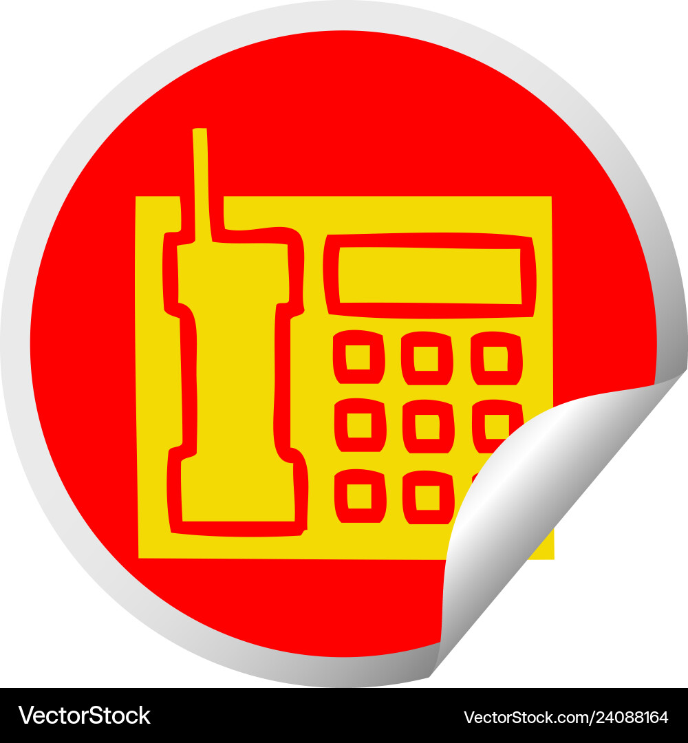 Circular peeling sticker cartoon telephone Vector Image