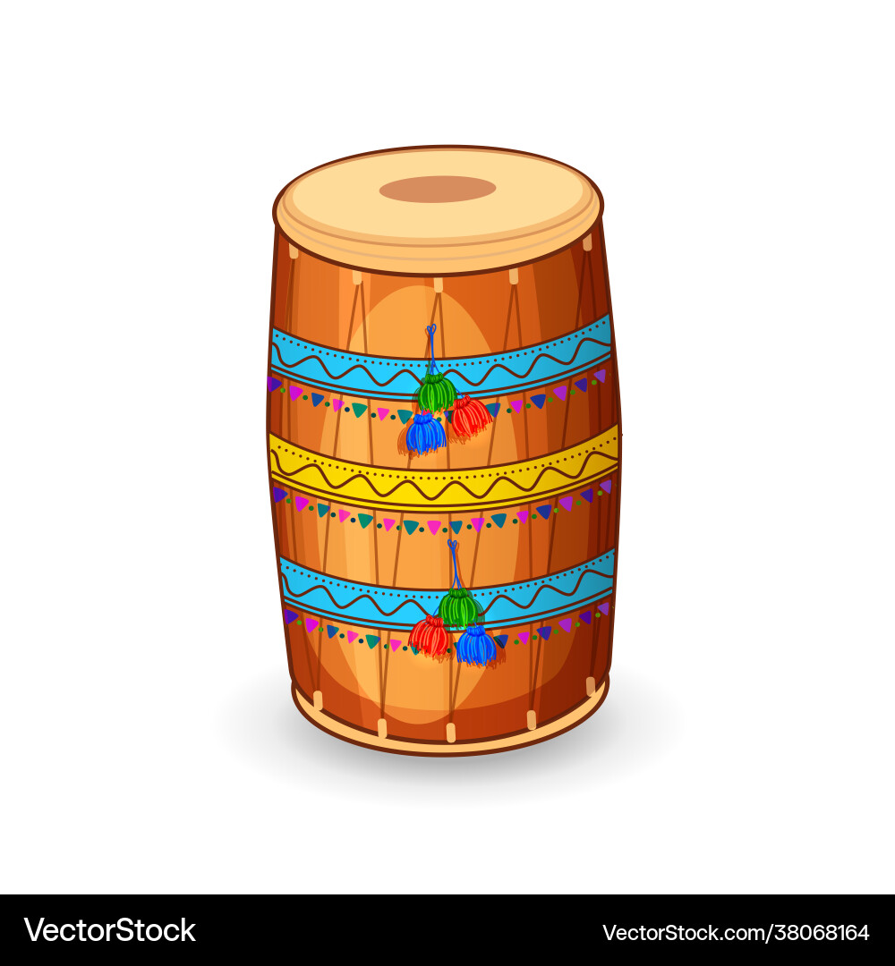 Decorated dhol means drum used for lohri Vector Image