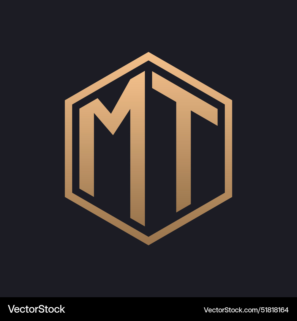 Elegant hexagon letter mt logo design initial Vector Image