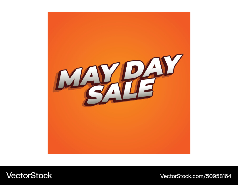 May day sale text effect in 3d look Royalty Free Vector