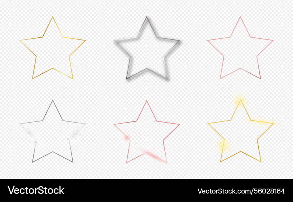 Set of six star shape frames Royalty Free Vector Image