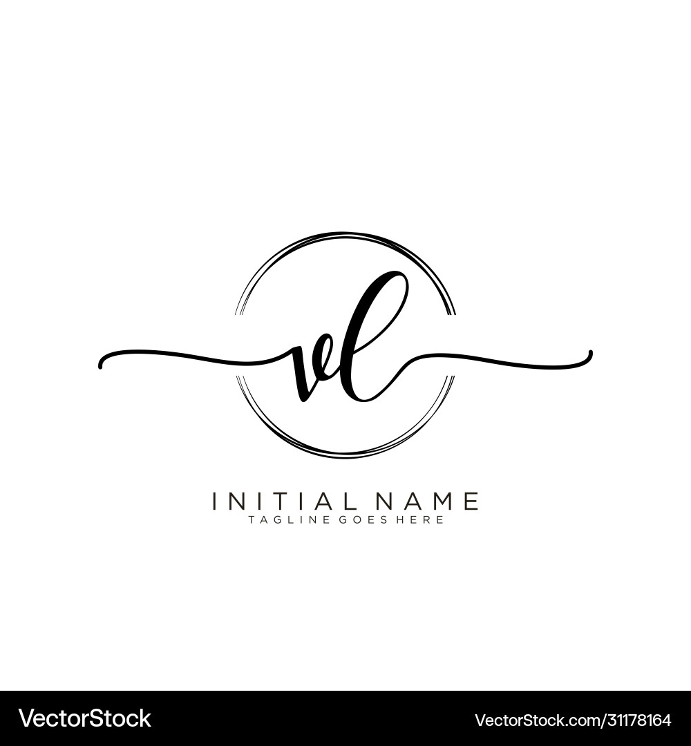 V l initial handwriting logo with circle template Vector Image