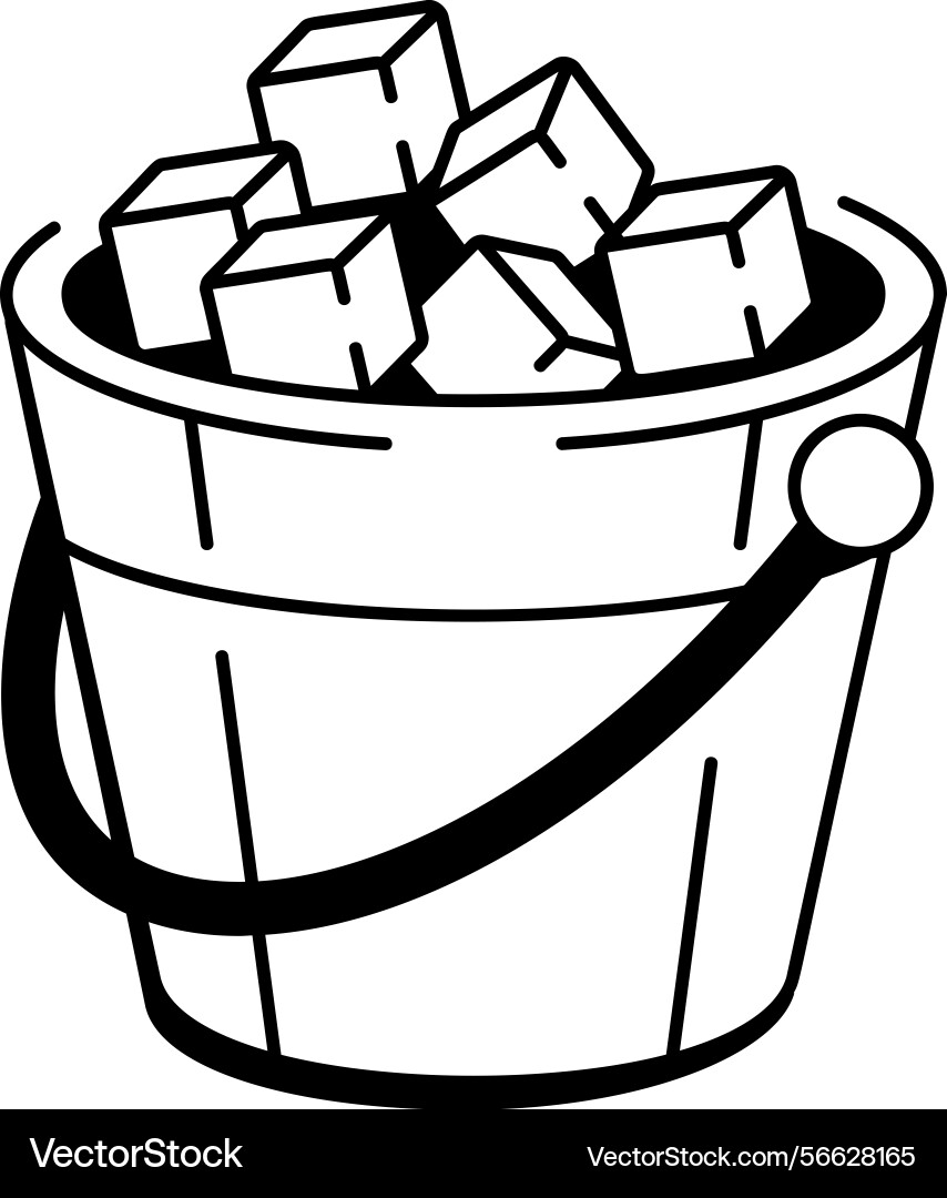 A doodle style icon showing an ice bucket Vector Image