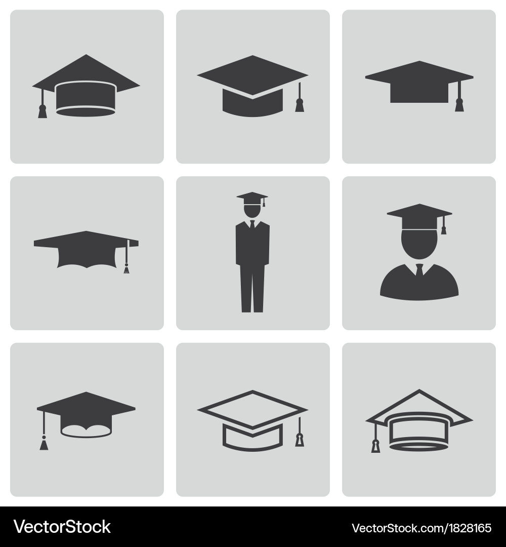 Academic Cap Icons - Graduation Set Royalty Free Vector
