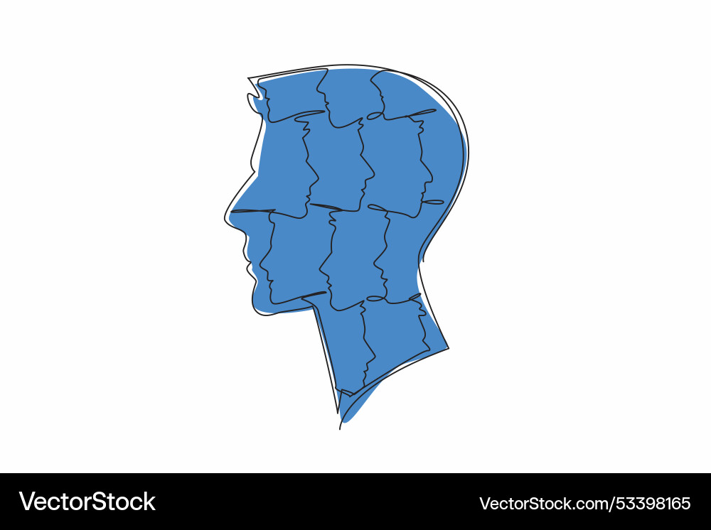 Continuous one line drawing a mans head in there Vector Image
