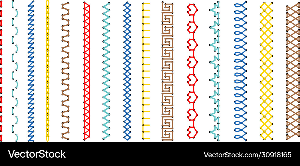 Embroidery stitch pattern set Royalty Free Vector Image