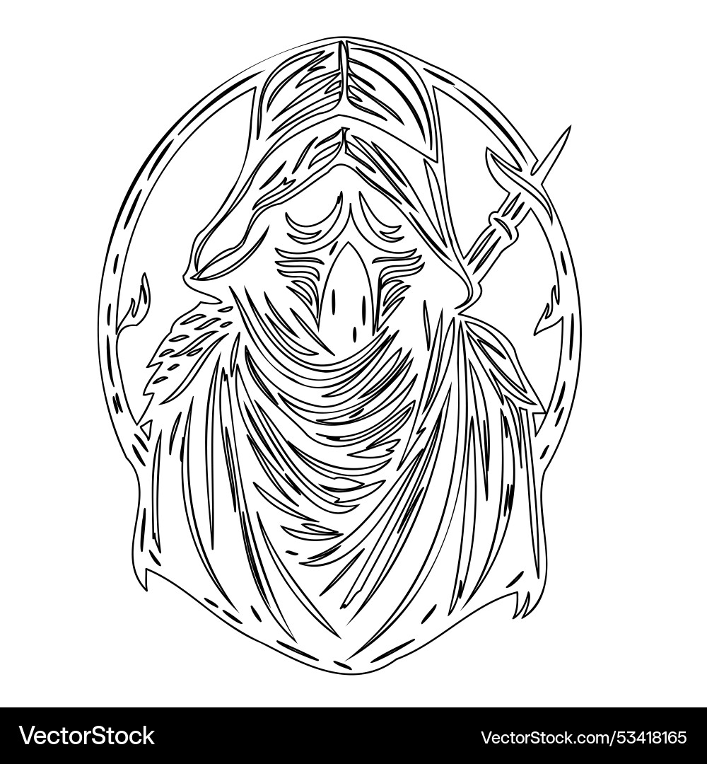Grim reaper halloween sketch outline Royalty Free Vector