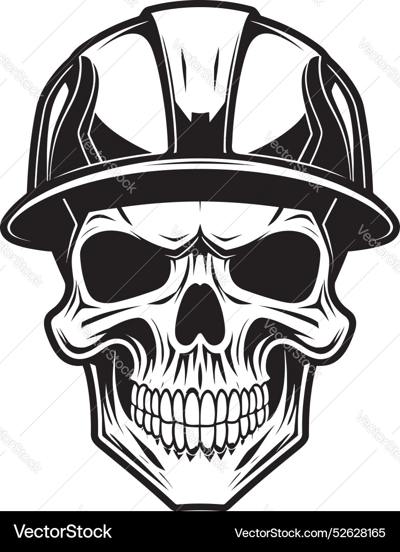Hardhat safety skull iconic worker emblem design Vector Image
