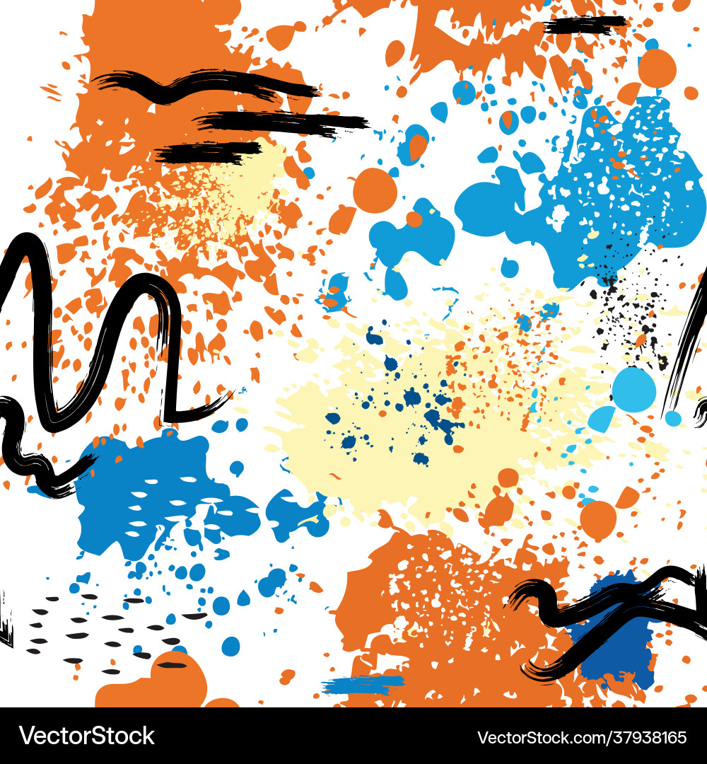 Seamless pattern with color paint splashes Vector Image