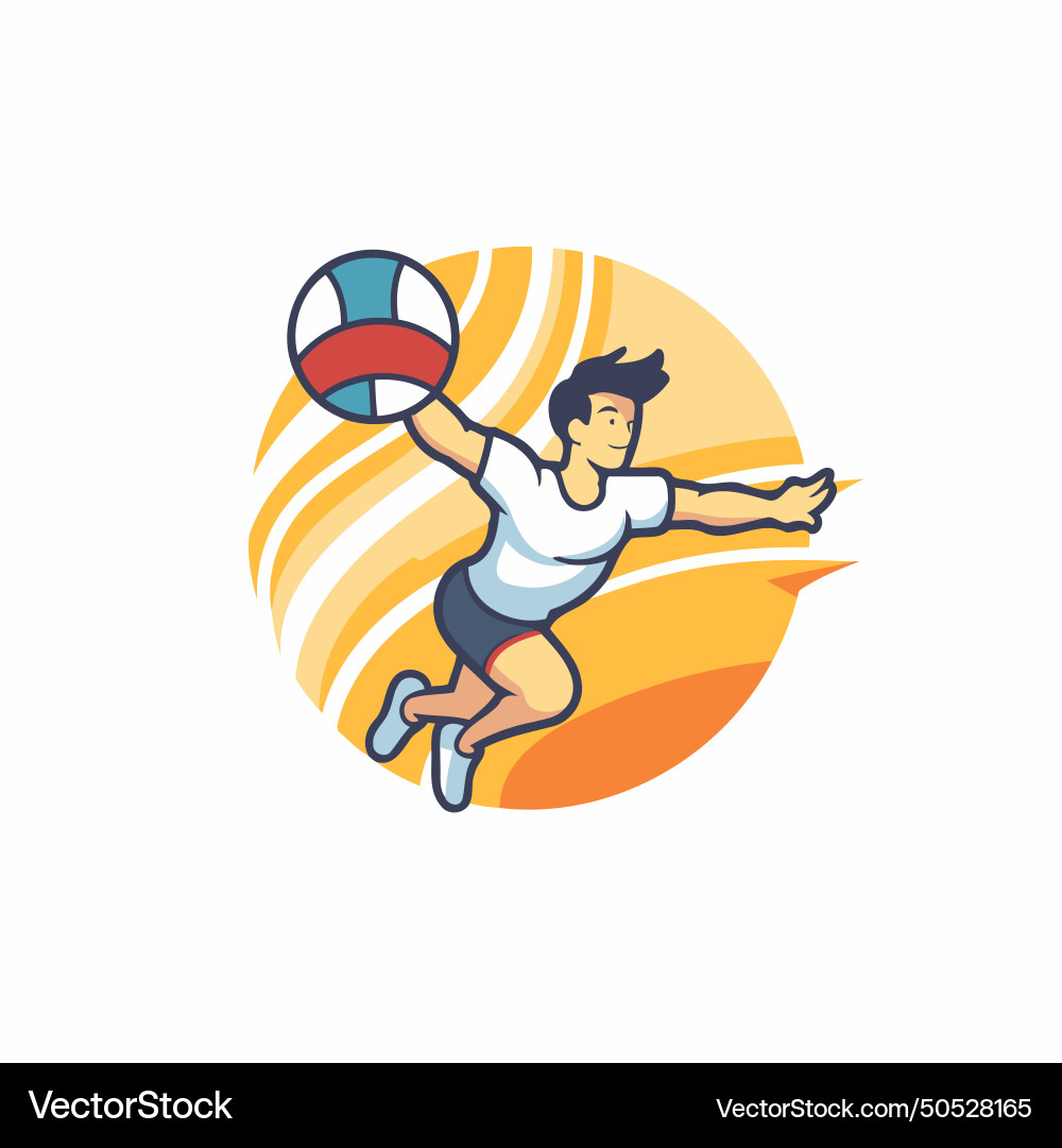Volleyball player with ball on white background Vector Image