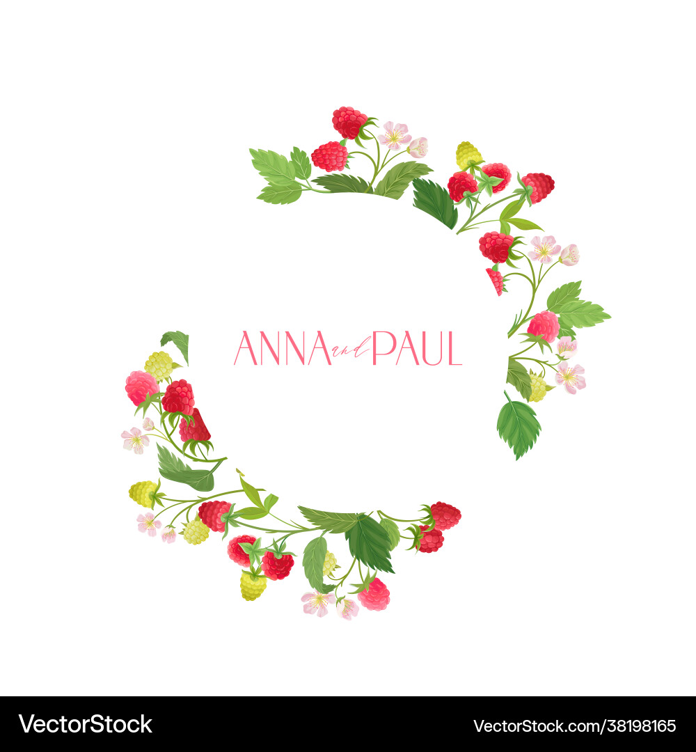 Watercolor raspberry floral wedding frame Vector Image