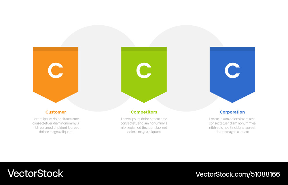 3cs marketing model infographics template diagram Vector Image