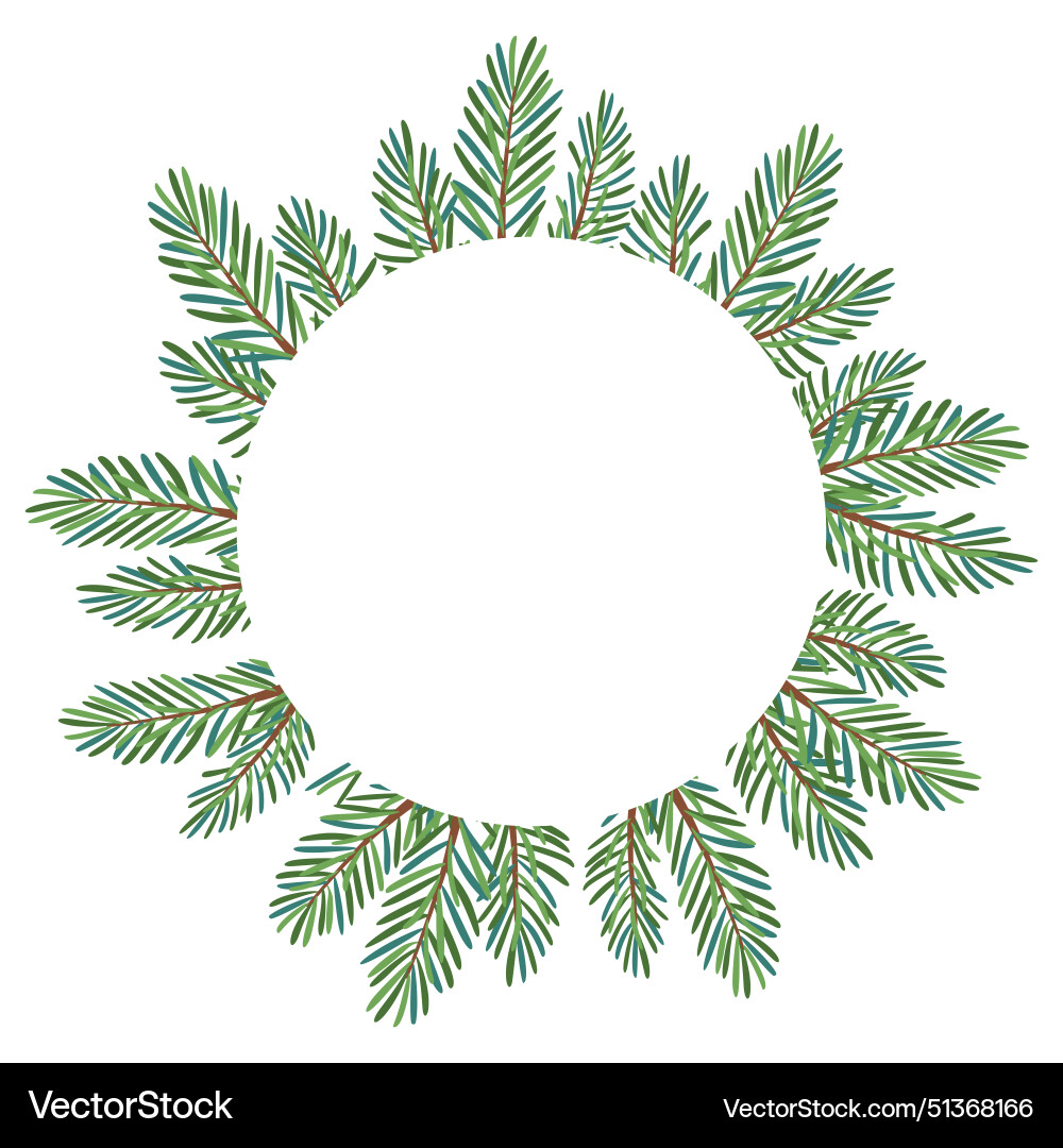 Christmas tree round frame hand drawn flat style Vector Image
