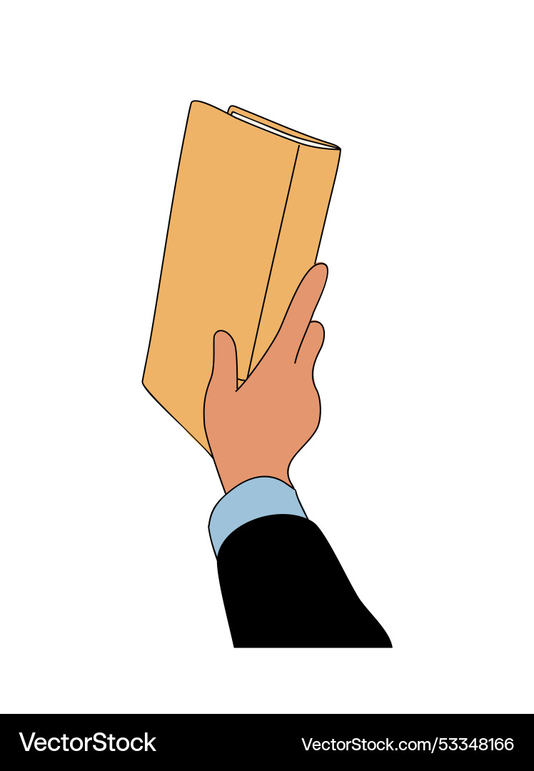 Hand holding giving sharing paper book on white Vector Image
