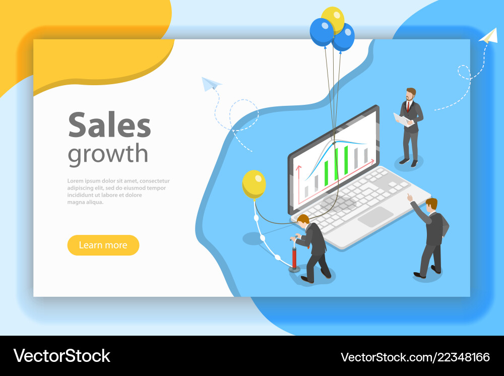 Sales growth isometric flat conceptual Royalty Free Vector