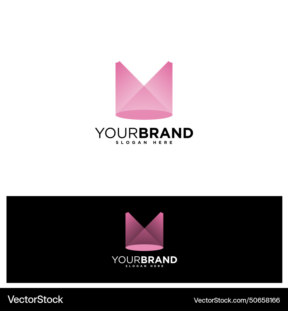 Spotlight shaped letter m logo design concept Vector Image