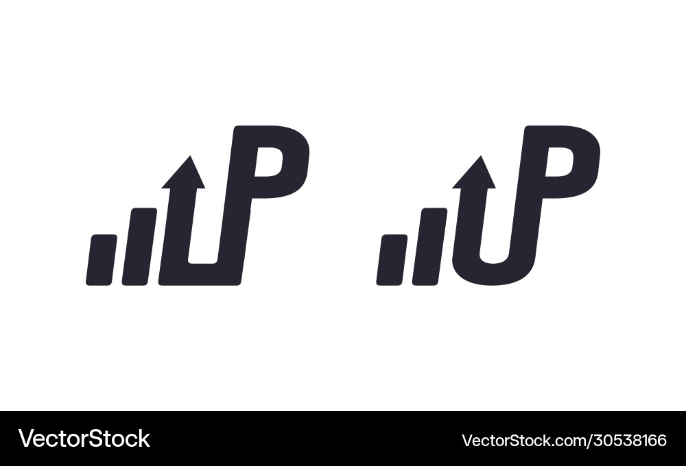 U and p letter with arrow chart for design Vector Image