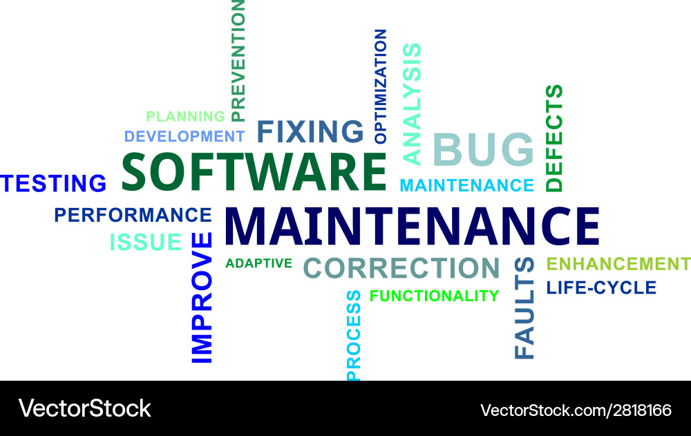 Word cloud software maintenance Royalty Free Vector Image