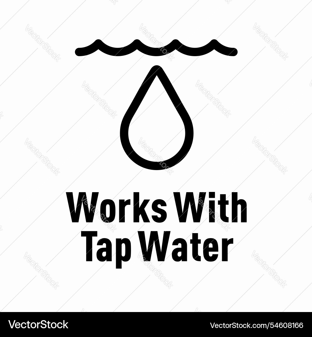 Works with tap water information sign Royalty Free Vector