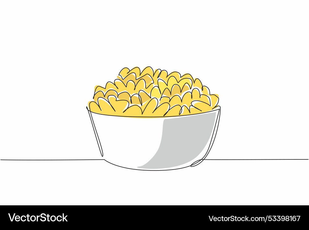 Continuous one line drawing stack cheese puffs in Vector Image
