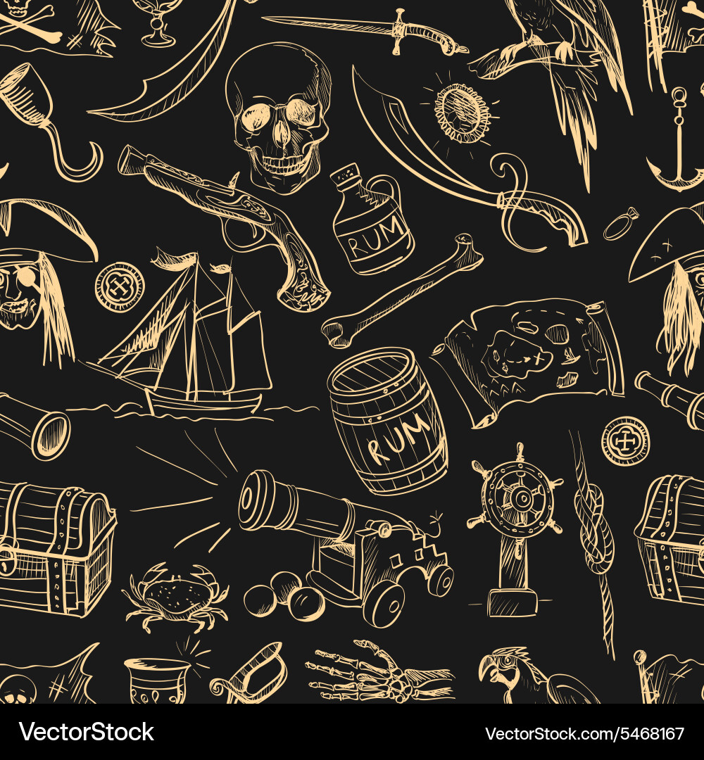 Pirates pattern hand drawn Royalty Free Vector Image