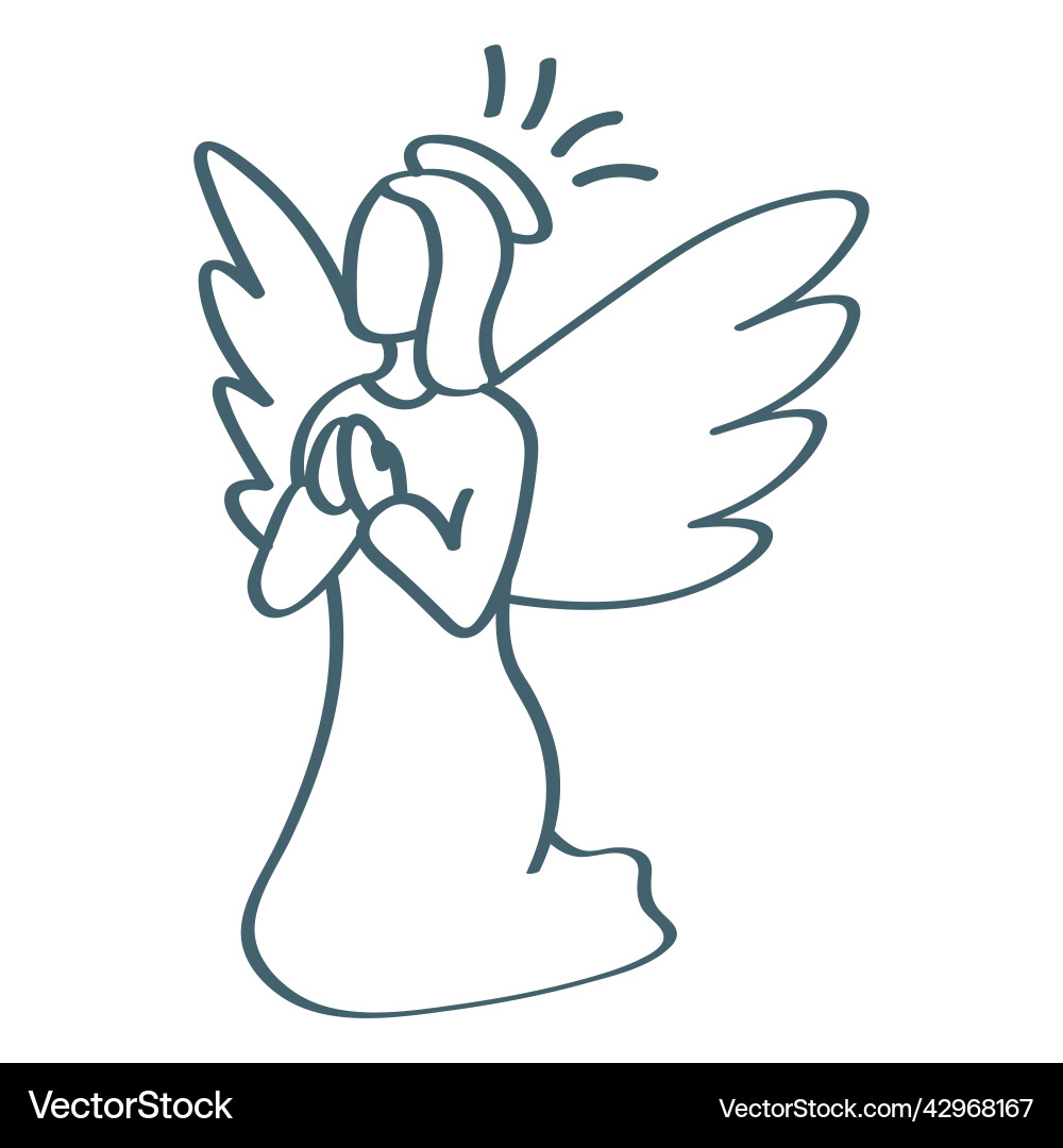Praying angel stroke Royalty Free Vector Image