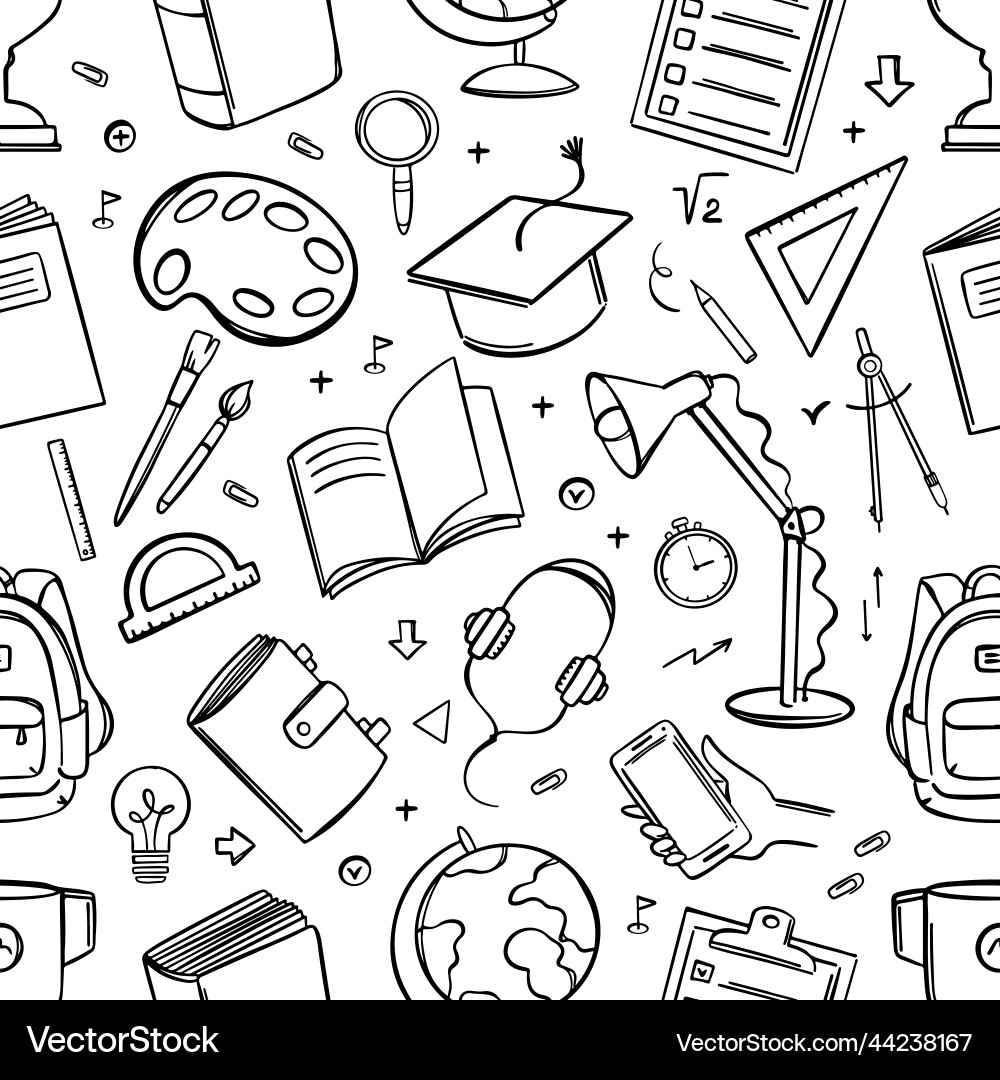 School background home education seamless pattern Vector Image