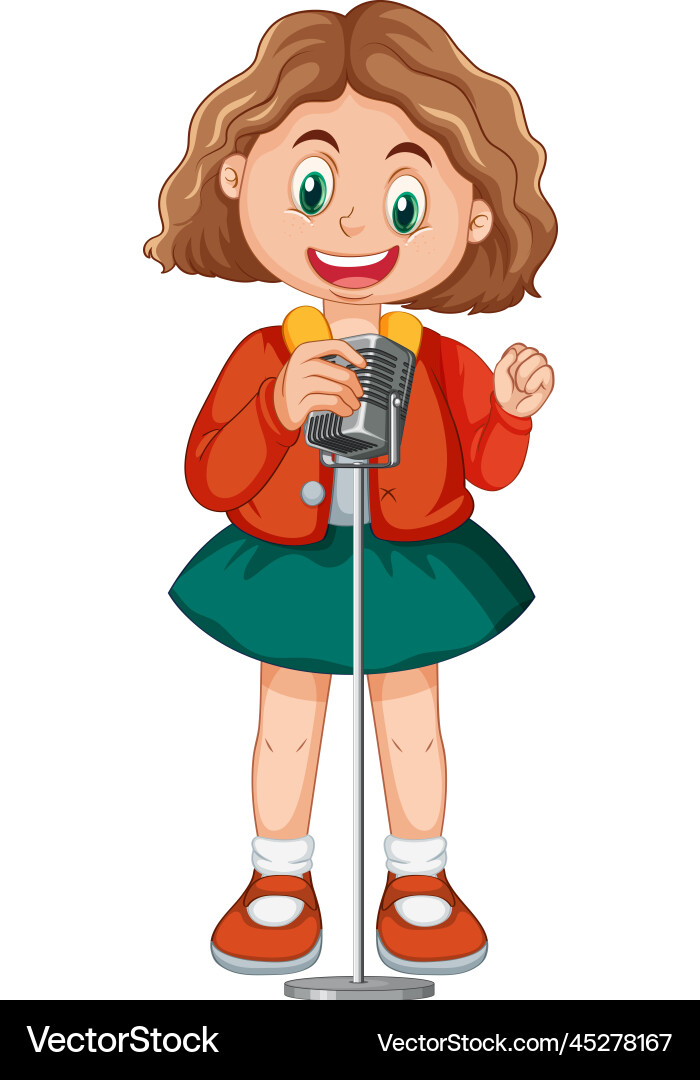 Singer girl cartoon character isolated Royalty Free Vector