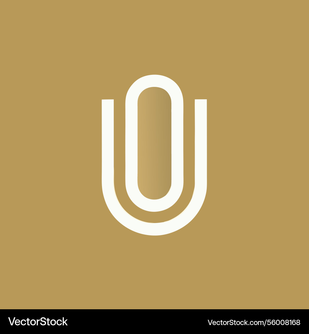 Abstract gold and white u shaped logo design Vector Image