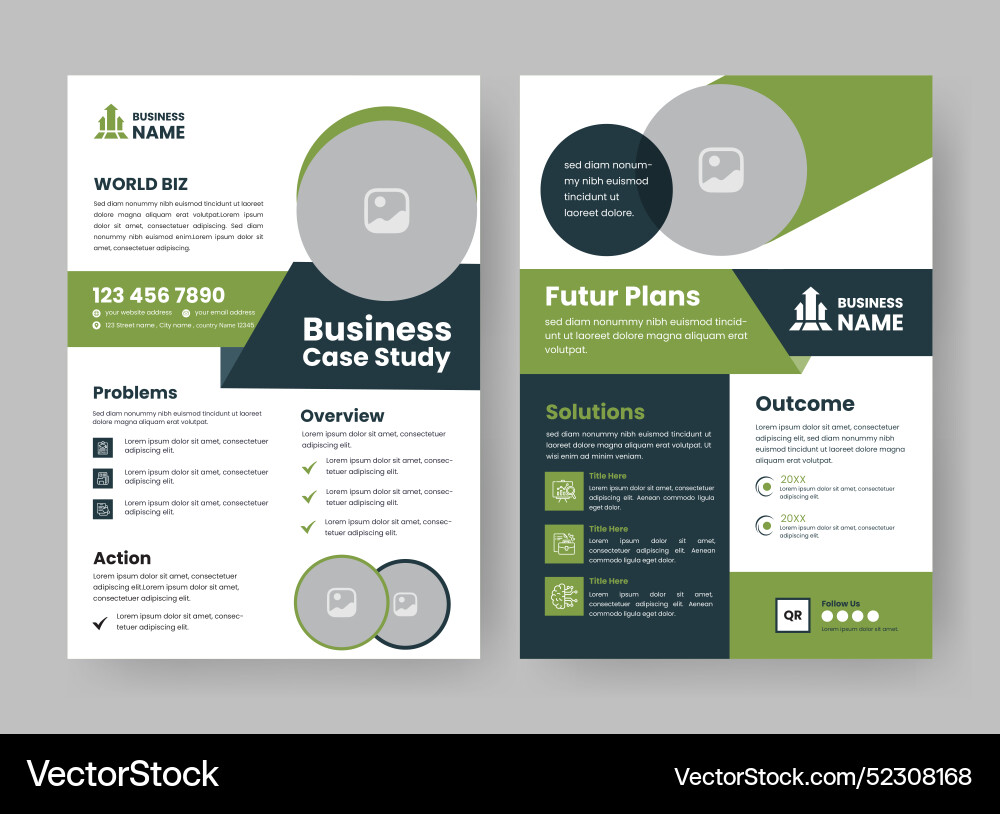 Business case study layout flyer Royalty Free Vector Image