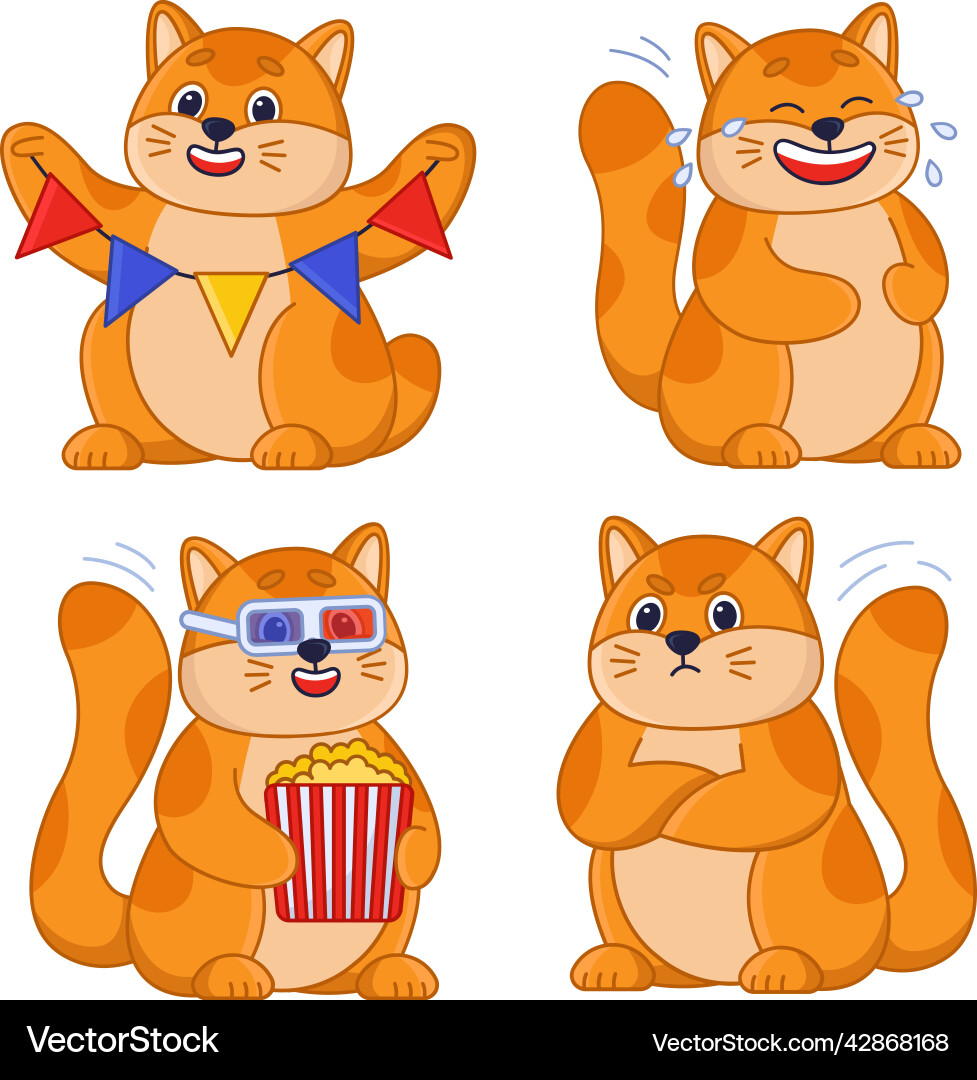 Cartoon cat character laughing getting angry Vector Image