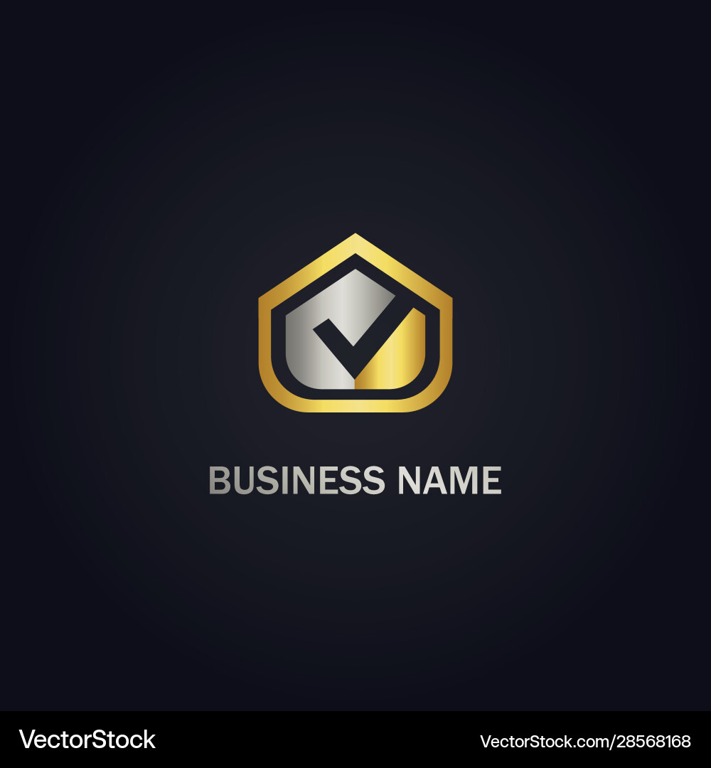 Checklist vote gold logo Royalty Free Vector Image