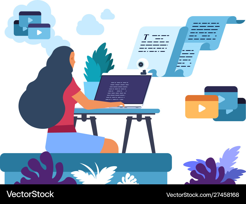 Content writer media creator and online freelance Vector Image