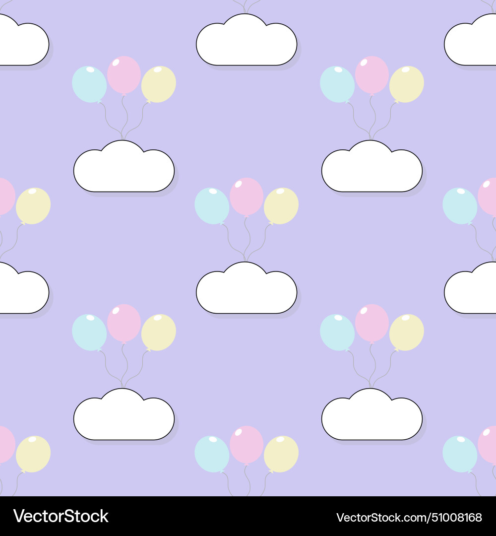 Cute cartoon seamless pattern balloon and cloud Vector Image