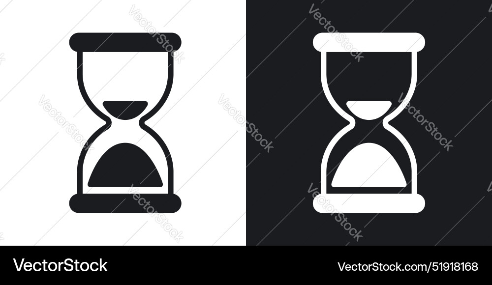 Hourglass end icon set in solid black and white Vector Image