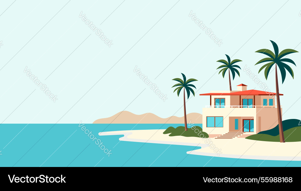Luxury beachfront villa Royalty Free Vector Image