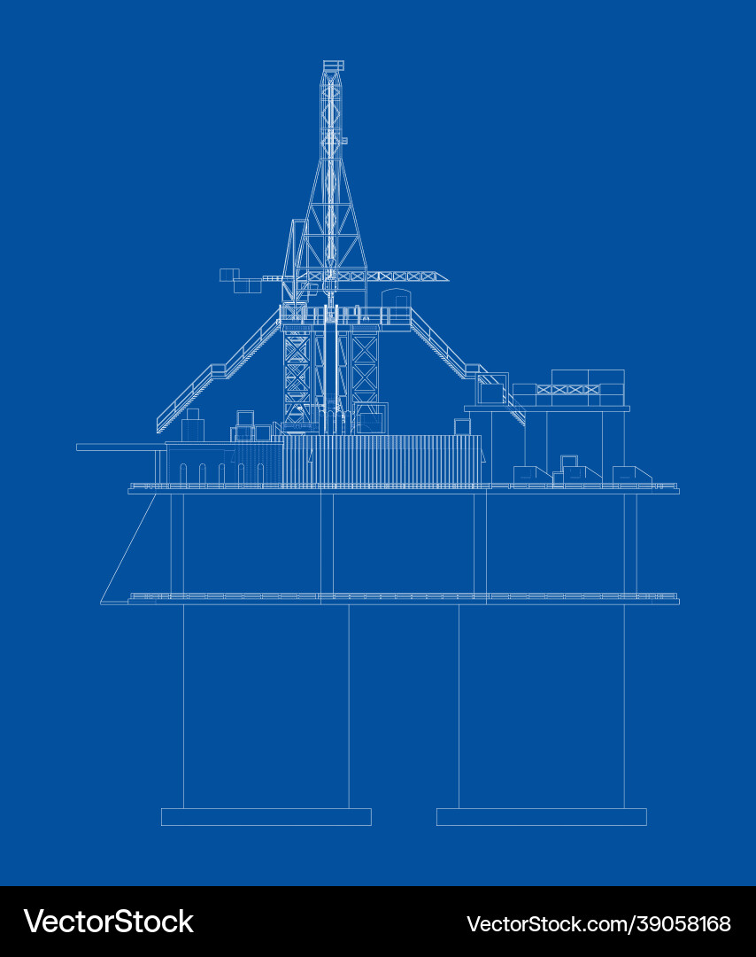 Offshore oil rig rendering of 3d Royalty Free Vector Image