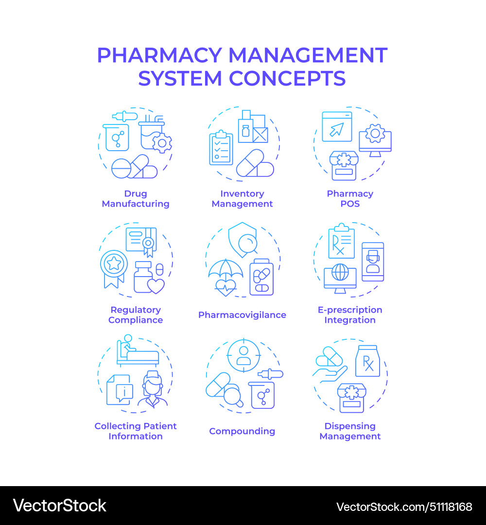 Pharmacy management system blue gradient concept Vector Image