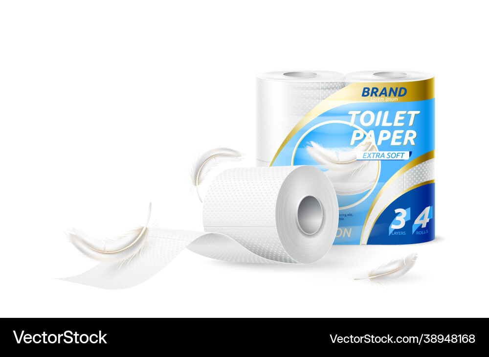 Realistic toilet paper roll package mockup Vector Image