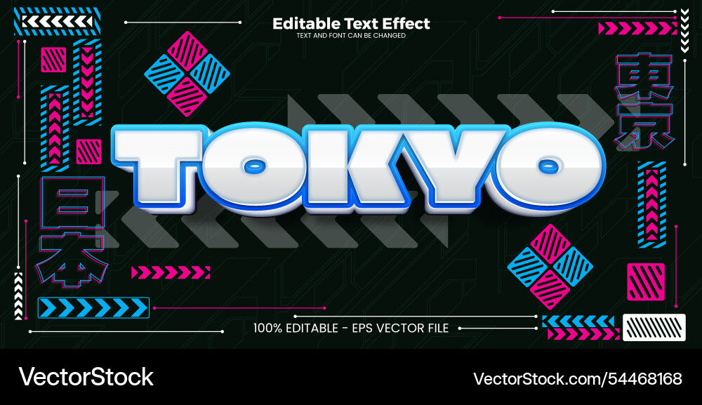 Tokyo editable text effect in modern cyber simple Vector Image