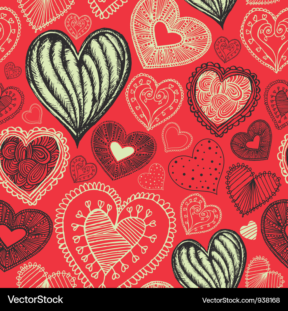 Vintage love doodle pattern Royalty Free Vector Image